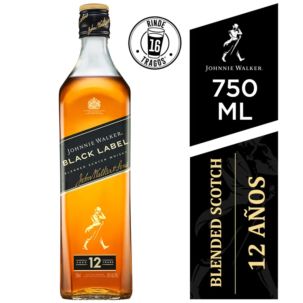 Whisky JOHNNIE WALKER Black Label Botella 750ml - Licores | Licorerias ...