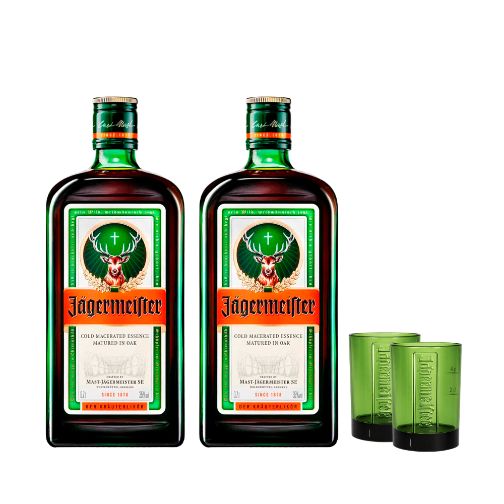 Pack x2 Licor JAGERMEISTER Original Botella 700ml + 02 Shots ...